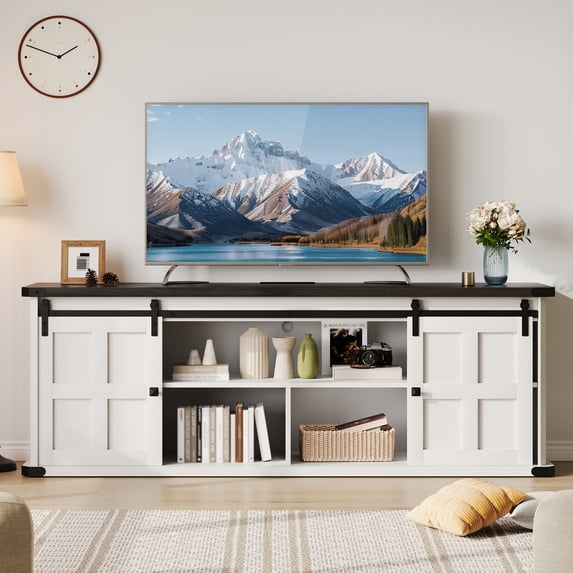 70" Farmhouse TV Stand for 80/75/70 Inch TVs,Entertainment Center ...
