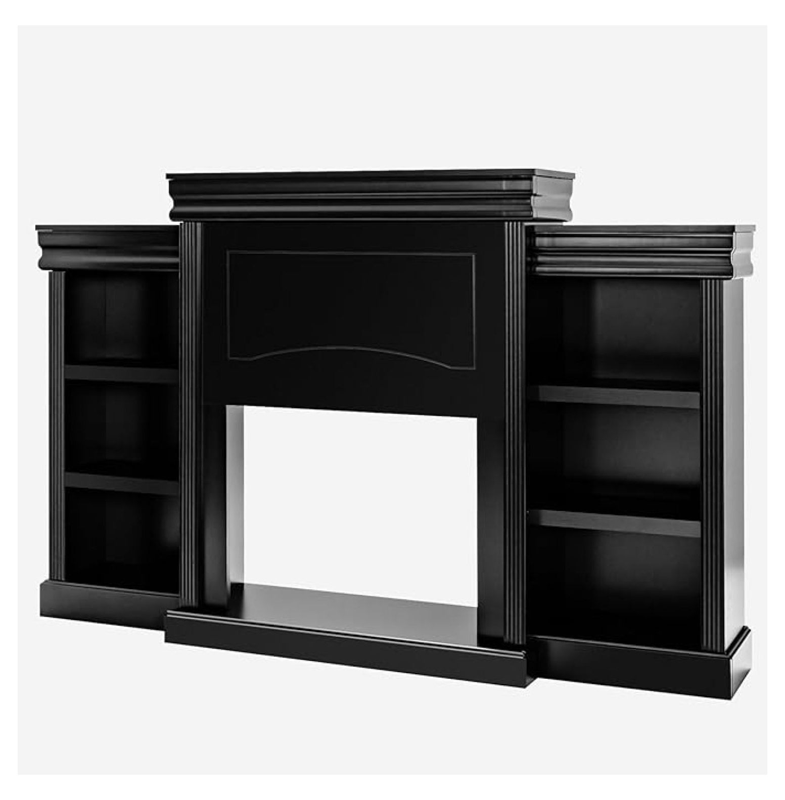 70’’ Fireplace Mantel with Storage Shelves - Wood Mantel Console Table ...