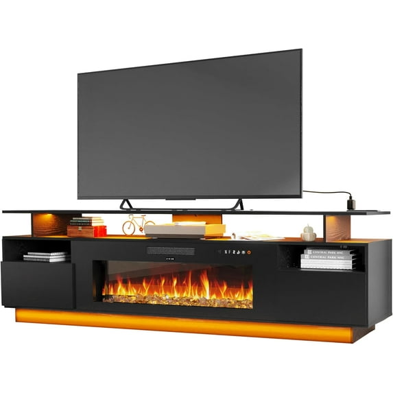 70" Fireplace TV Stand with 36" Electric Fireplace Entertainment Center ...