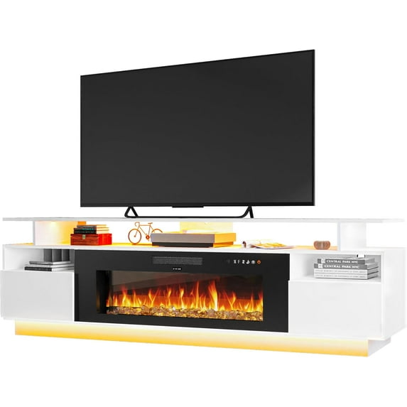 70" Fireplace TV Stand with 36" Electric Fireplace Entertainment Center ...