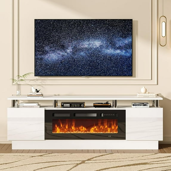 70" Fireplace TV Stand, Modern Entertainment Center & 36 Inch Electric ...