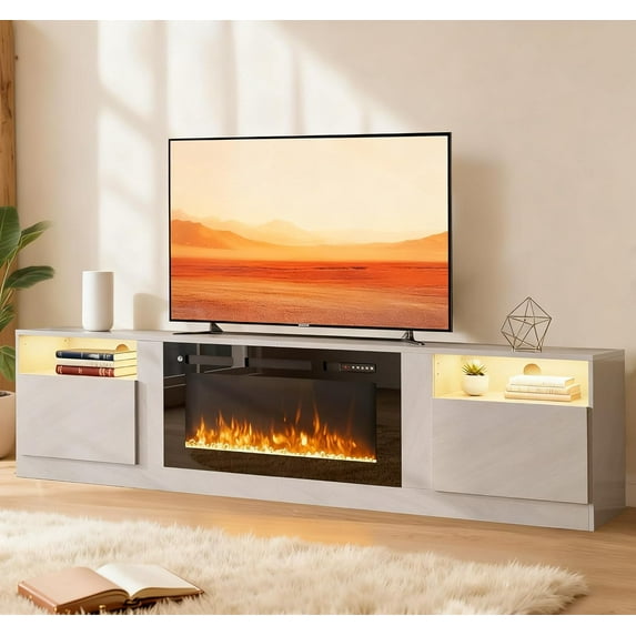 70" Fireplace TV Stand for TVs Up to 80", LED Light Entertainment ...
