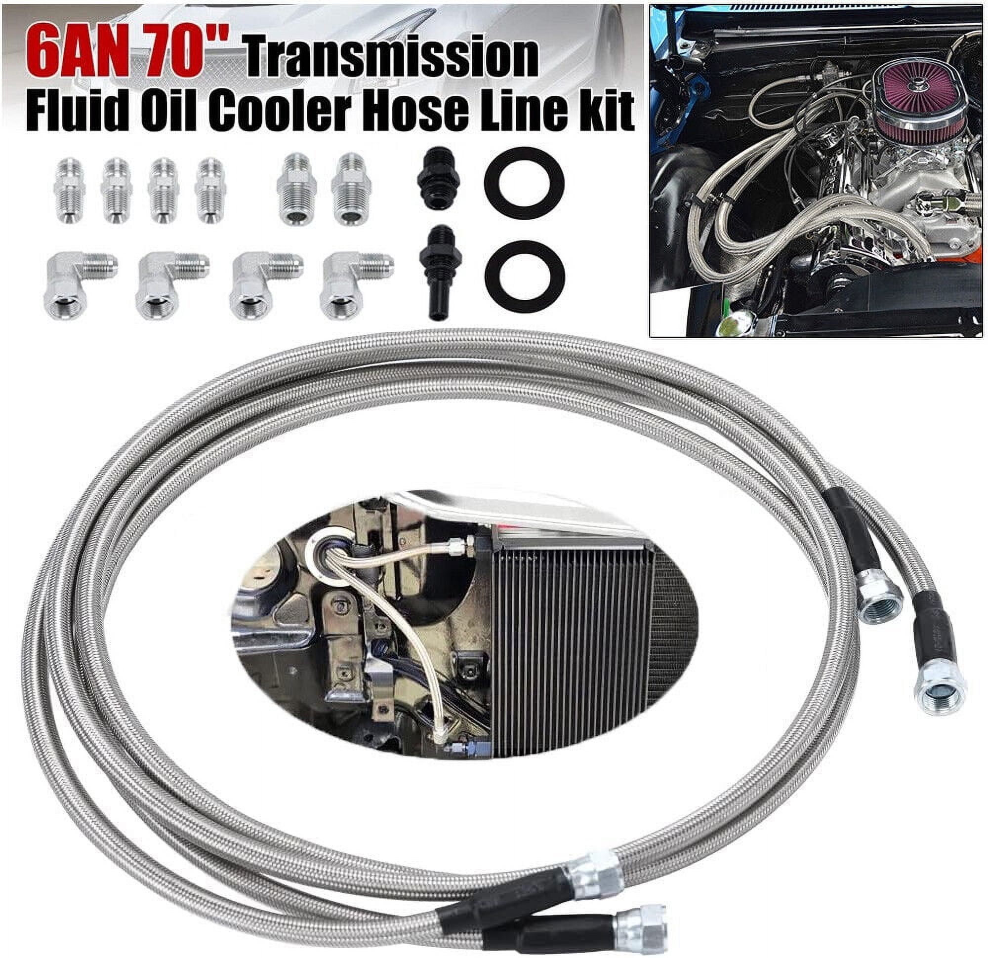 70” Flexible SS Braided Transmission Cooler Lines Kit 6AN For 4L60E ...