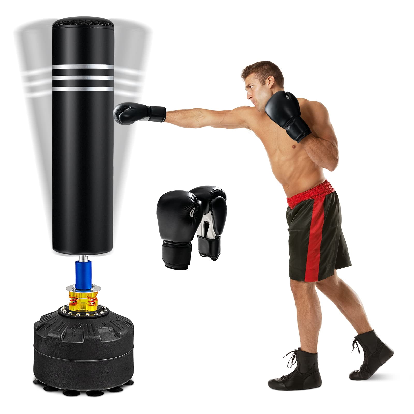 70” Freestanding Punching Bag for Adults Youth Kids, 220lbs Prefilled ...