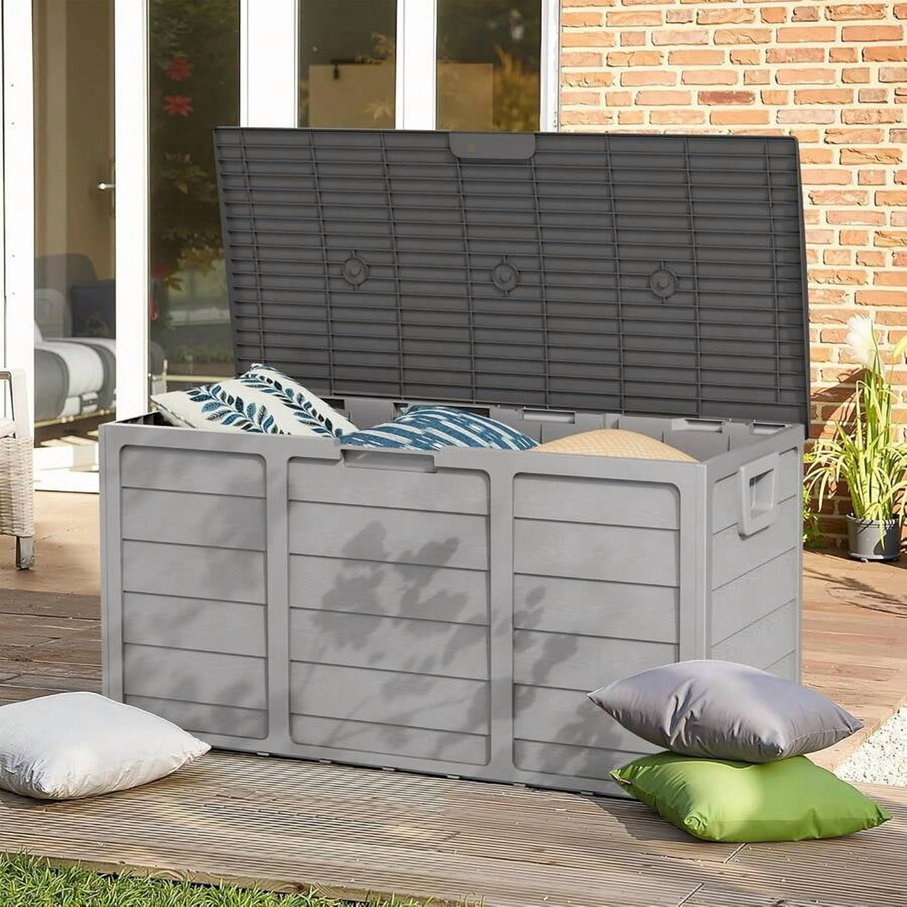 70 Gallon Outdoor Storage Deck Box Weatherproof Durable Resin Container ...