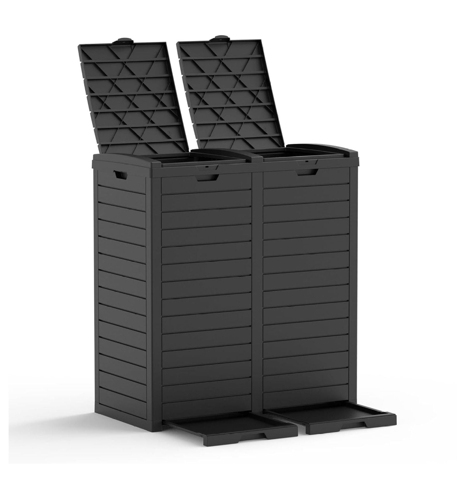 70 Gallon Outdoor Trash Can with Lid, Outdoor Trash Bin & Pull-Out ...