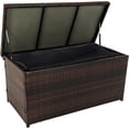 70 Gallon Wicker Storage Box with Liner, Patio PE Rattan Storage ...