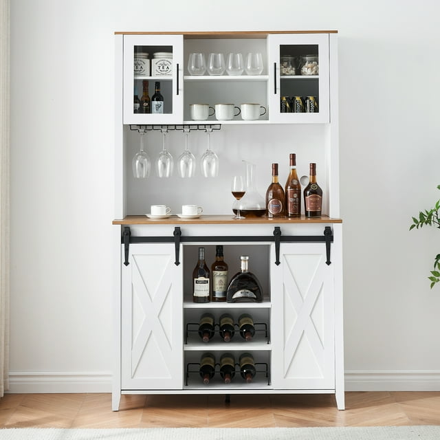 70"H Industrial Kitchen Pantry Cabinet with Storage Shelves, Farmhouse ...