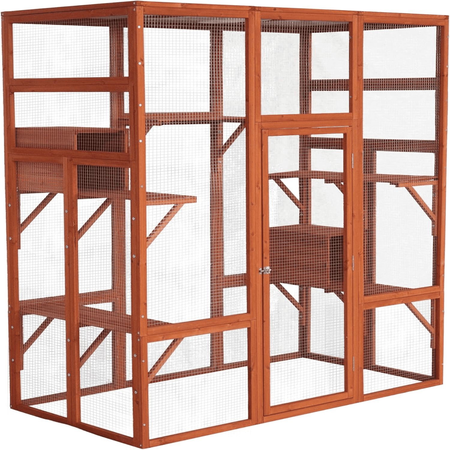 70" H Large Wooden Catio Outdoor Cat Enclosure with Waterproof Cover ...
