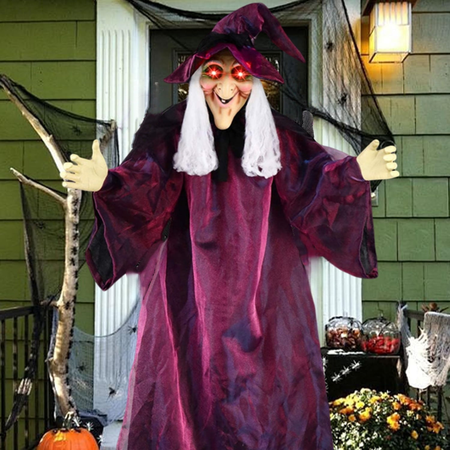 70"Halloween Hanging Witch Decorations Outdoor,Talking Ghost Decor ...