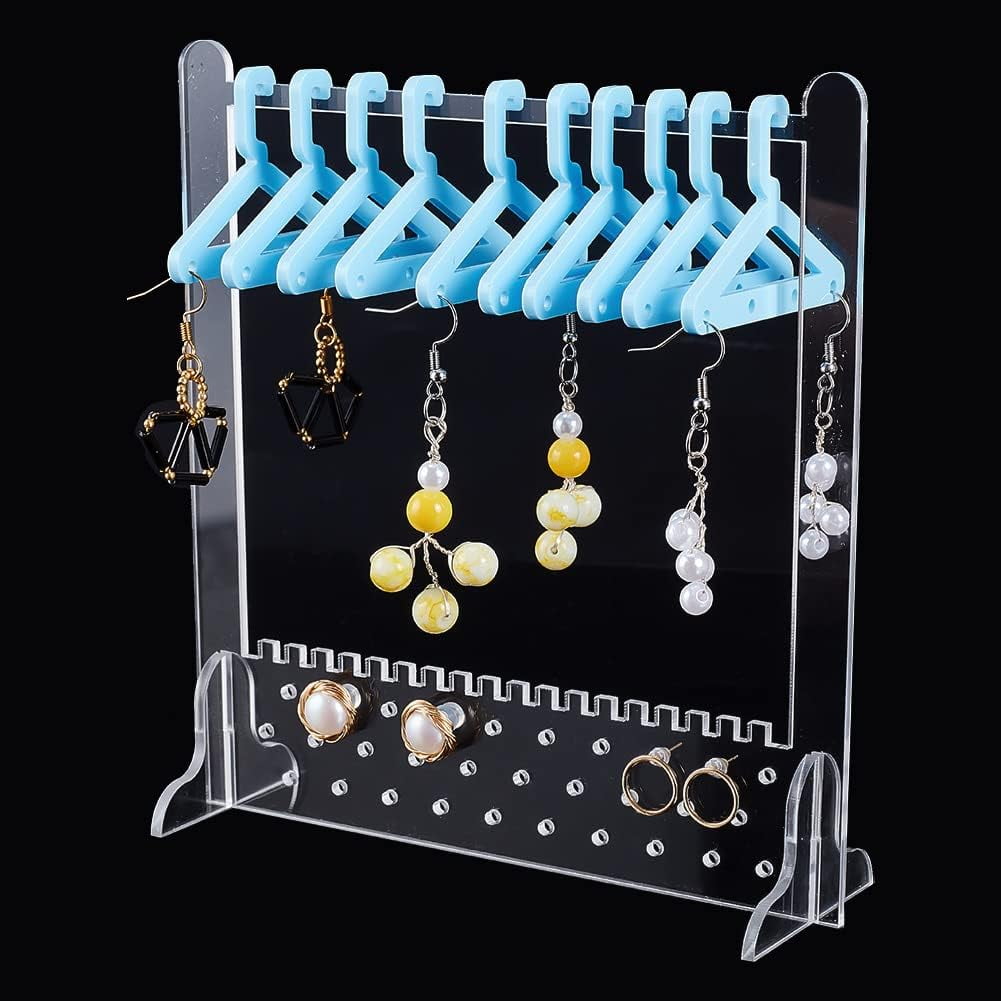 70 Holes Earring Organizer, Acrylic Coat Hanger Earring Holder Rack ...