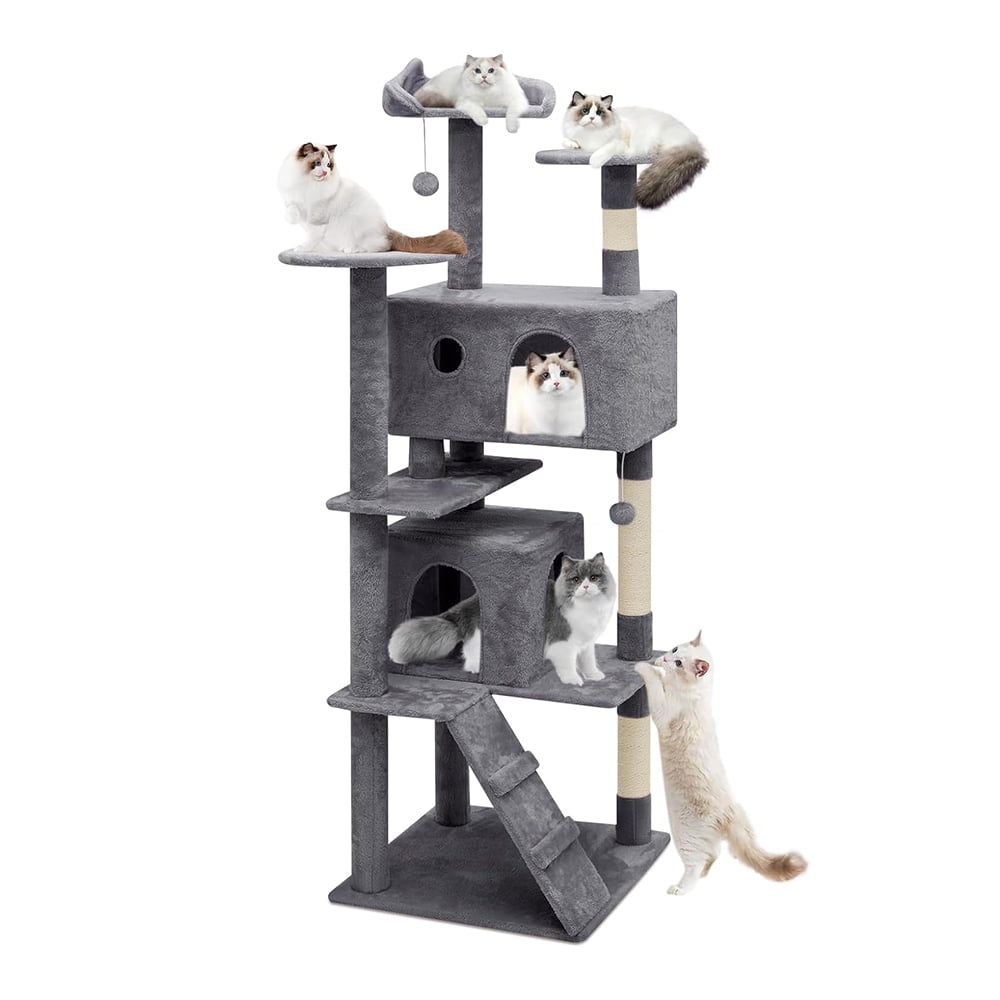 70 Inch Cat Tower, Floor Standing Cat Tree, Soft Cat Tree Climbing ...