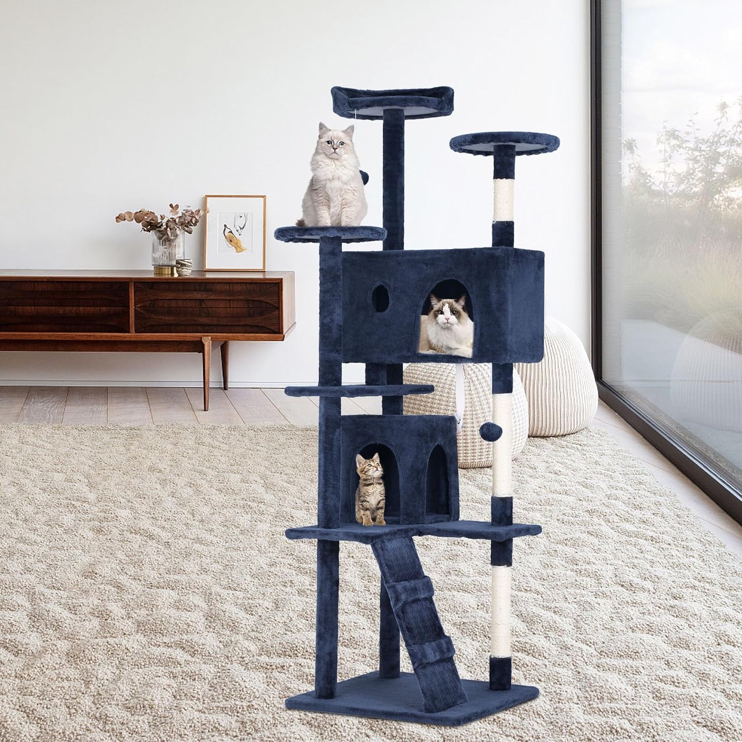 70 Inch Cat Tree, Tall Cat Tower for Indoor Cats, Multi-Level Cat Tree ...