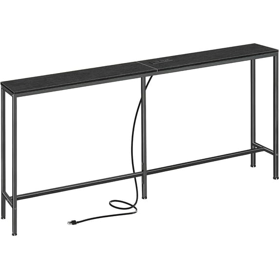 70 Inch Console Table with Outlet, Sofa Table with Charging Station ...