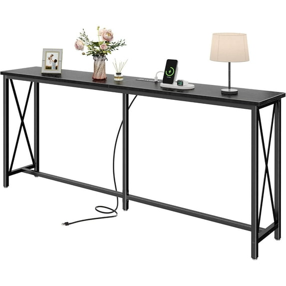 70 Inch Console Table with Outlets and -C Port, Extra Long Behind Couch ...