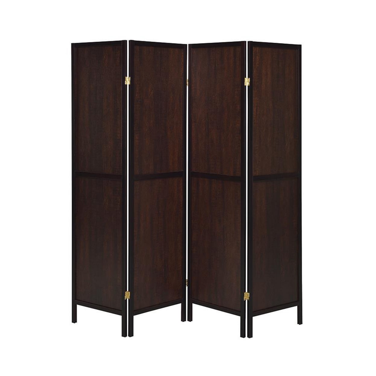 Benjara 70 Inch Foldable 4 Panel Screen, Wood Grain Details, Cappuccino ...