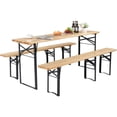 70 Inch Folding Picnic Tables with Benches Set, Weather-Resistant ...