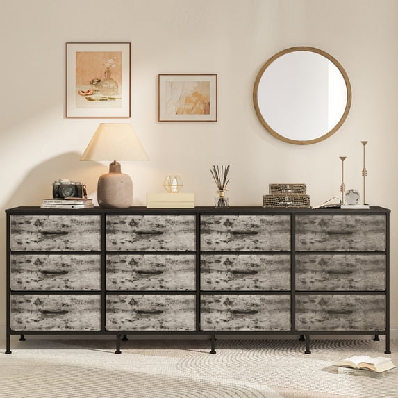 70 Inch Long Dresser & TV Stand with Charging Station - 12 Fabric ...