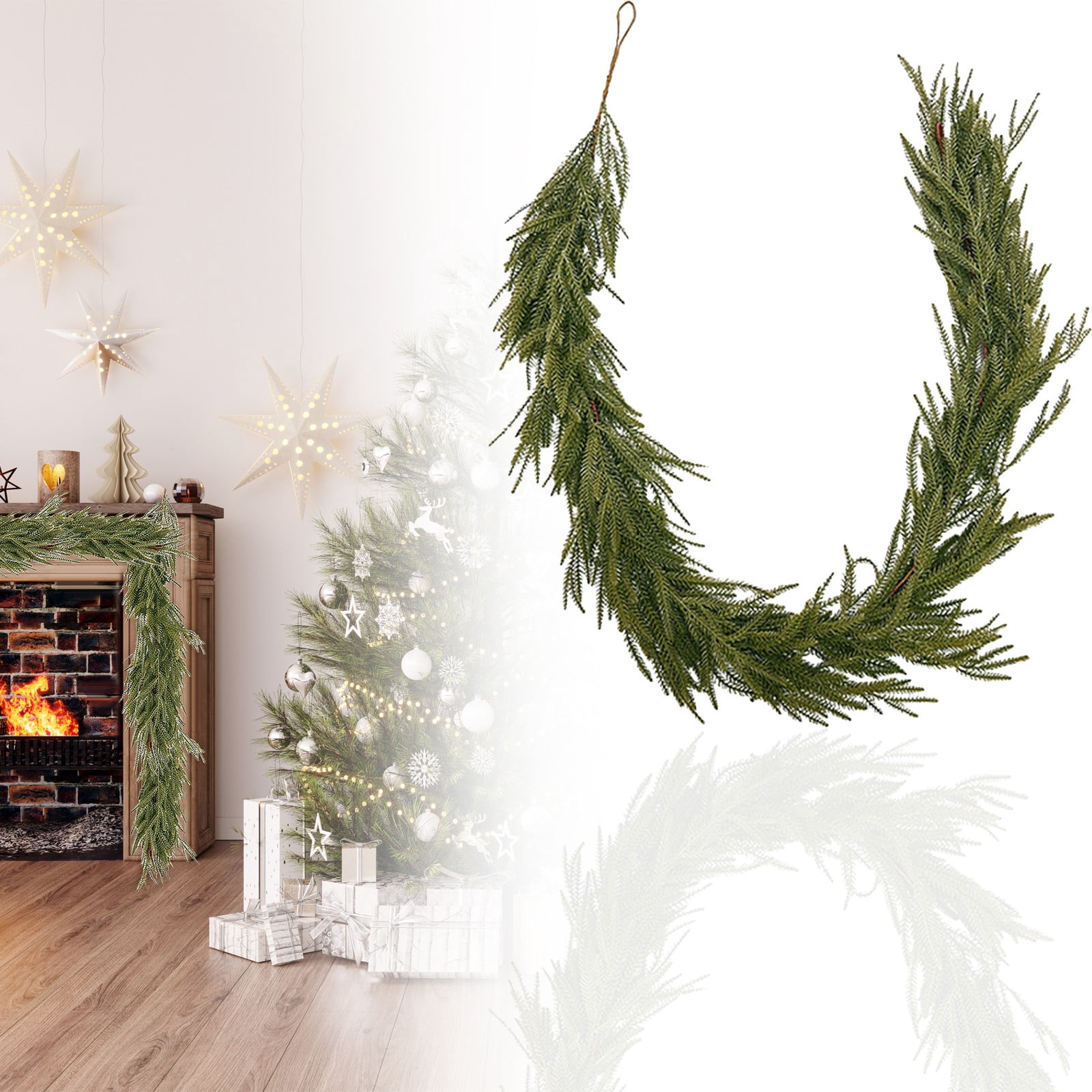 70 Inch Realistic Christmas Garland, Natural Droopy Soft Bendable Cedar ...