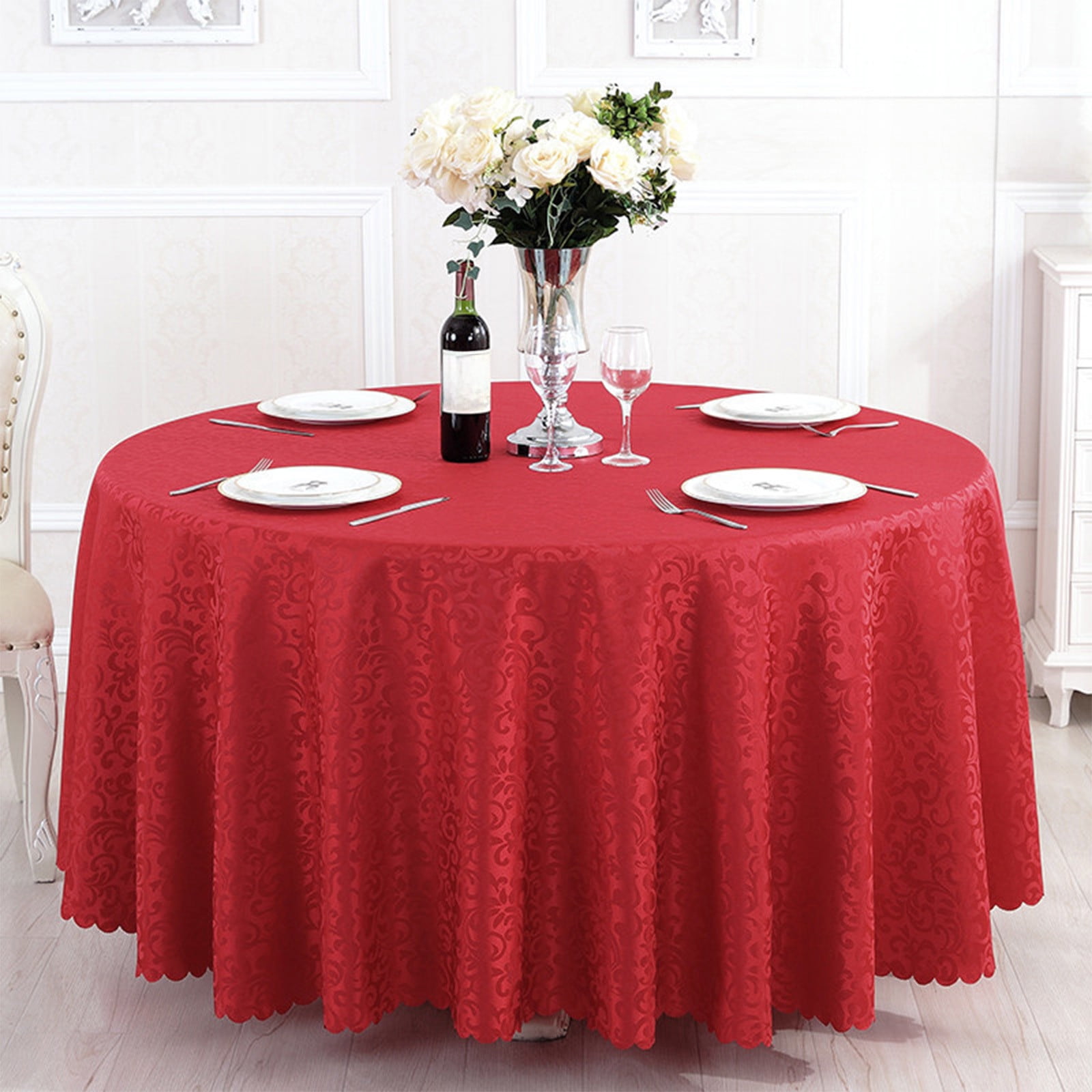 70 Inch Round Tablecloth, Elegant Jacquard Wedding & Party Table Cover ...
