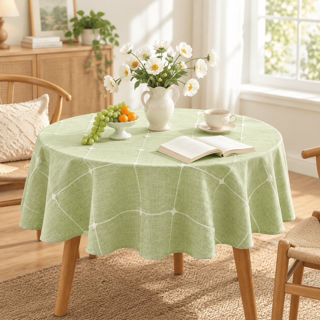 70 Inch Round Tablecloth Linen Table Cloth Green Plaid - Walmart.com
