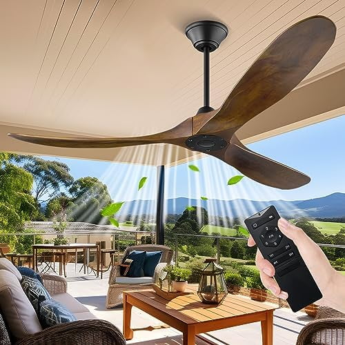 70 Inch Rustic Outdoor Ceiling Fans, Ceiling Fan without Light with ...