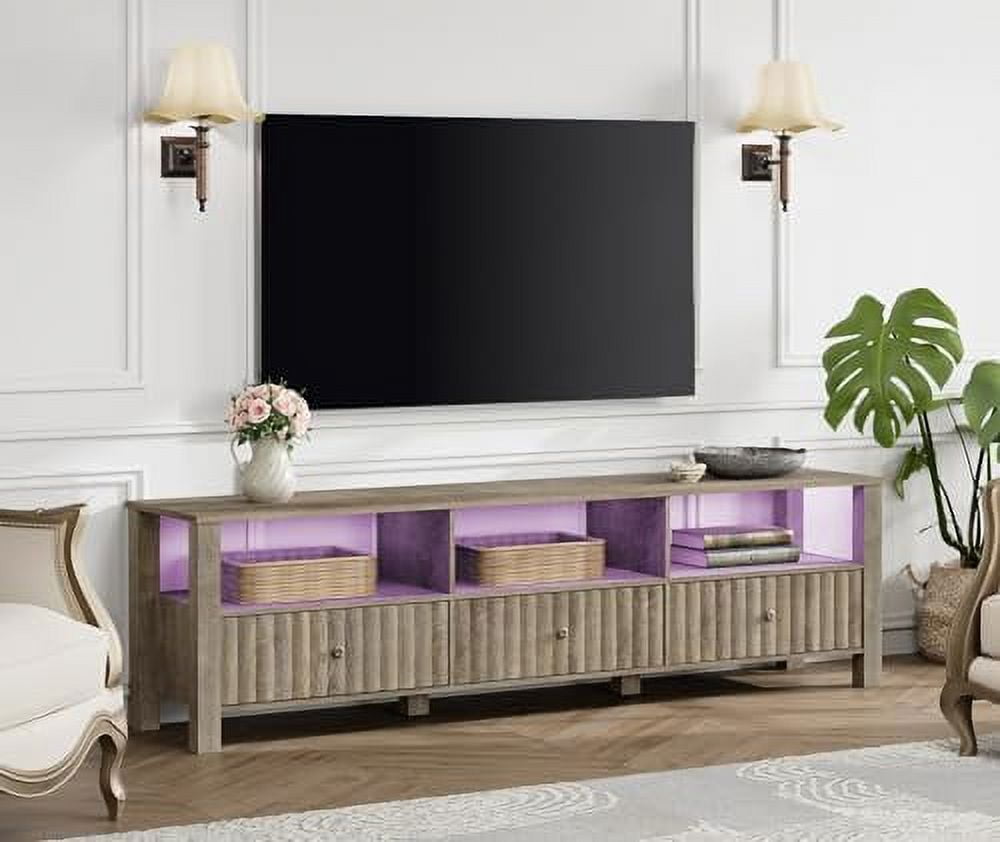 70 Inch TV Stand with 16 Color LED Light, Modern Entertainment Center ...