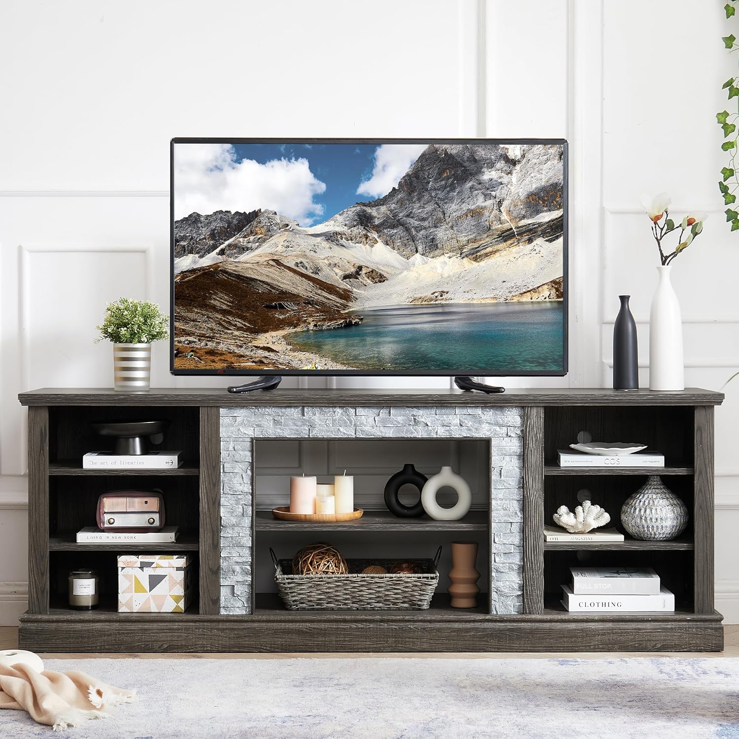 70 Inch TV Stand for TVs up to 80 Inch, Entertainment Center with ...