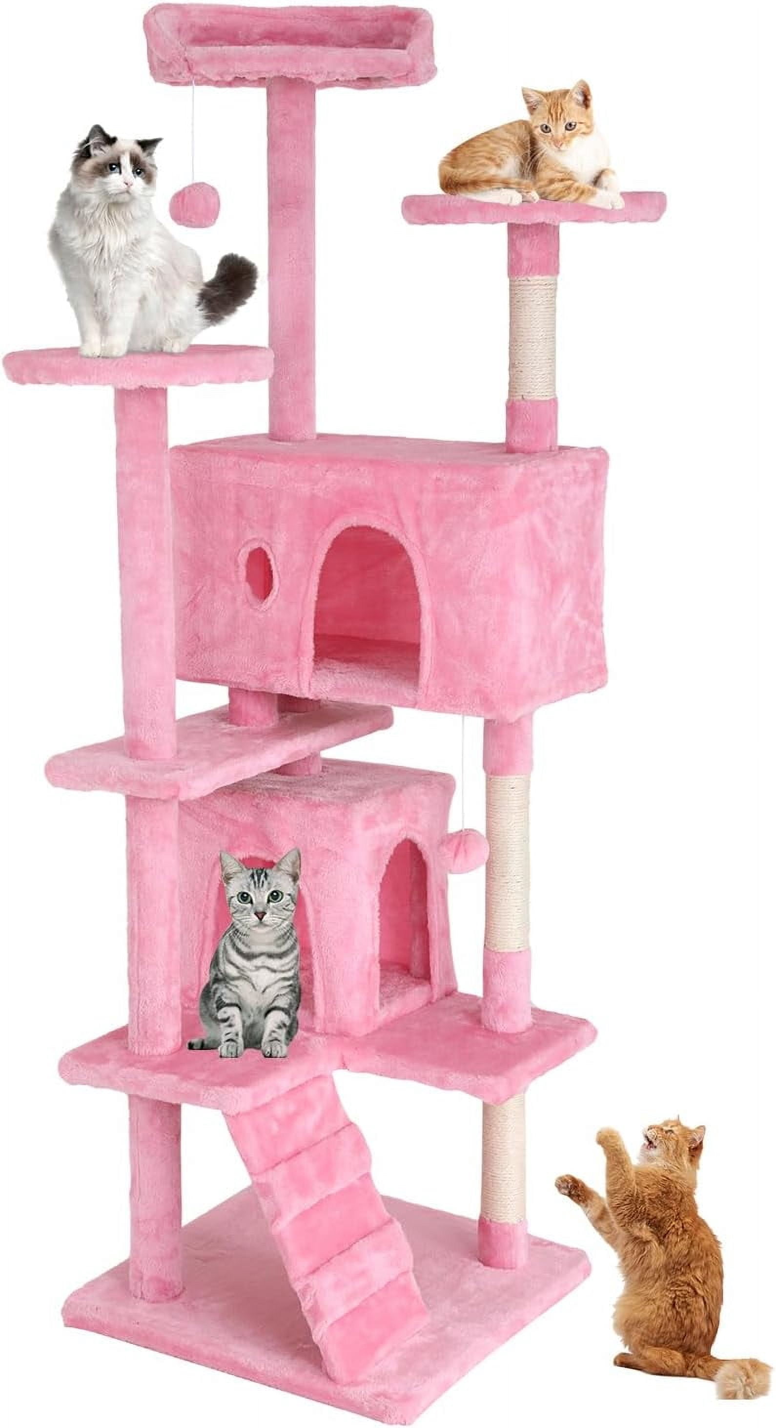 70 Inches Cat Tower for Indoor Cats Cat Tree Multi-Level Cat Condo with ...