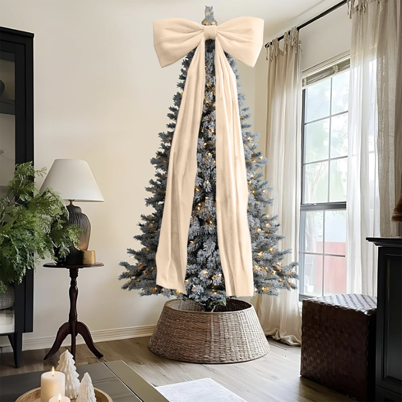70 Inches Christmas Extra Large Velvet Bows Christmas Tree Topper Decor ...