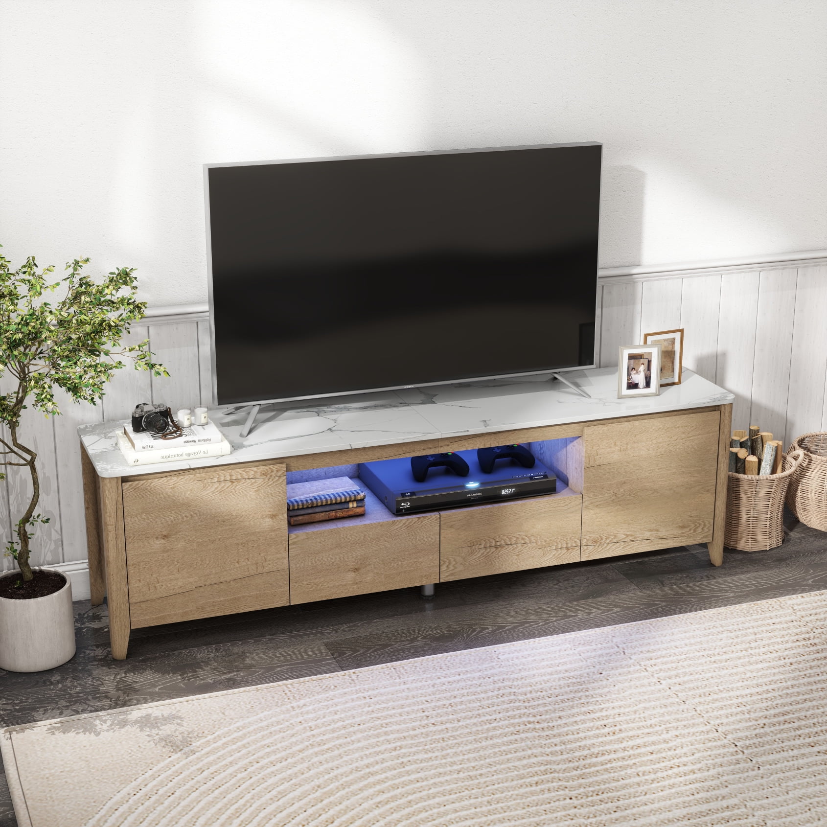 70 Inches TV Stand for Up to 80 inch,Modern Entertainment Center with ...