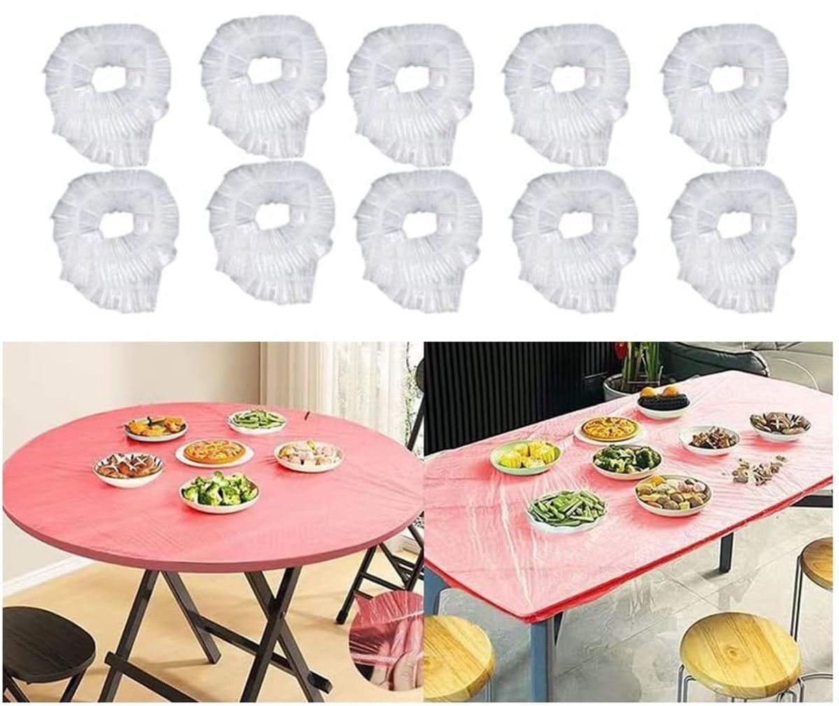 70 Inches Waterproof Table Cover,QZS Elastic Edged Plastic Tablecloth ...