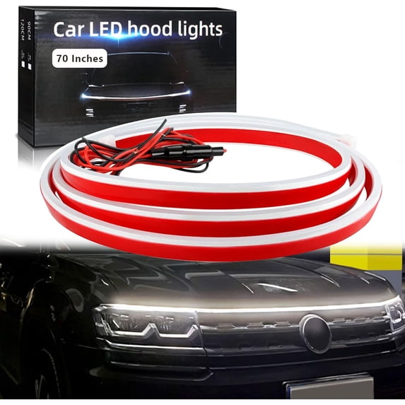 70 Inches White Exterior Car LED Strip Lights for Hood, Flexible ...