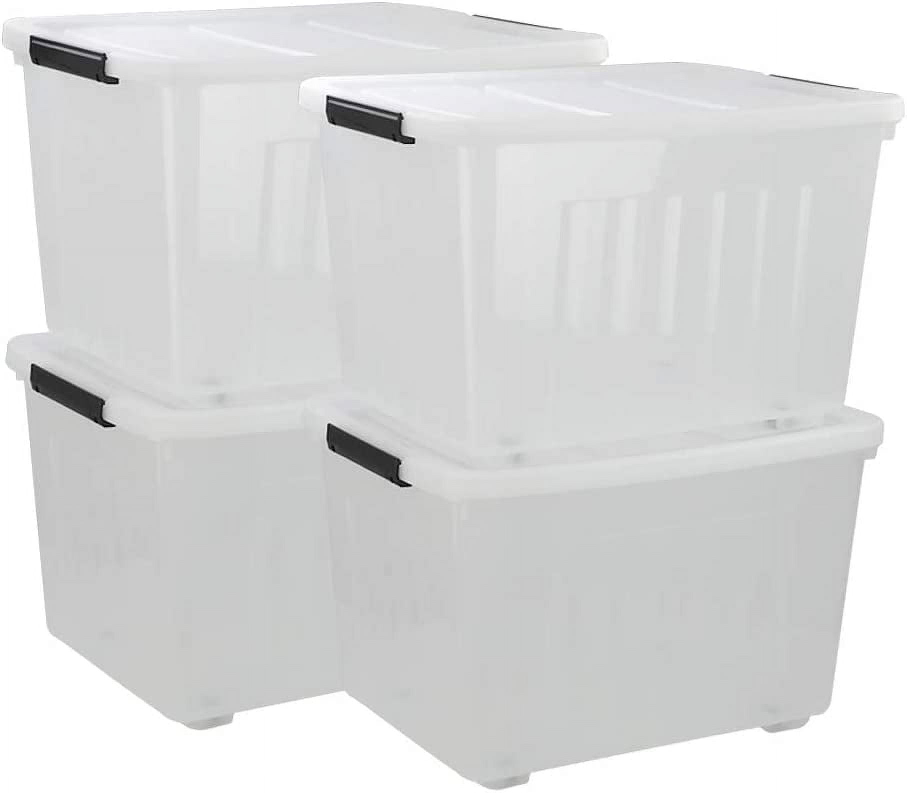 70 L Large Clear Storage Boxes, 4-Pack Plastic Storage Box with Lids ...