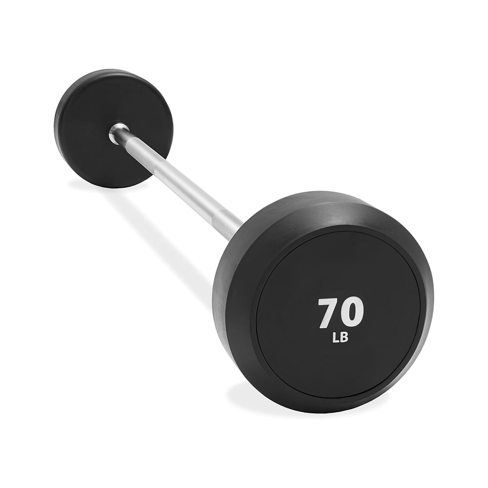 70 LB Weight Capacity Rubber Fixed Barbell, Pre-Loaded Weight Straight ...