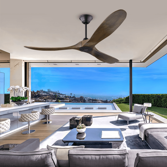 70" Large Airflow Ceiling Fan No Light - Farmhouse Style Wood 3 Blades ...