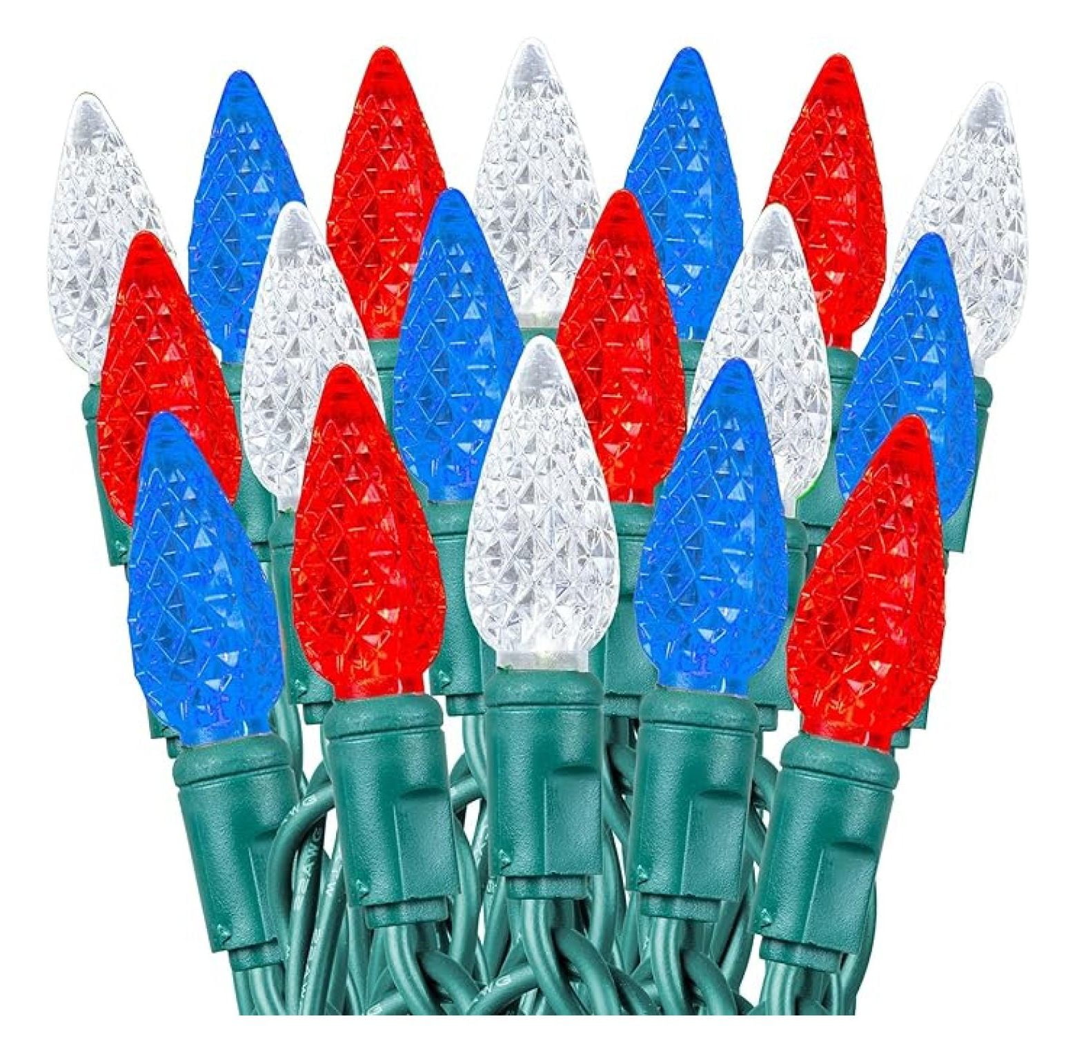 70 Light 24Ft July 4th LED String Lights - Red White Blue - Outdoor ...