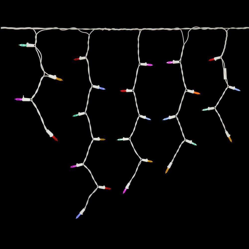 70 Light Multi-Colored M5 LED Icicle Light Set on White Wire - Walmart.com