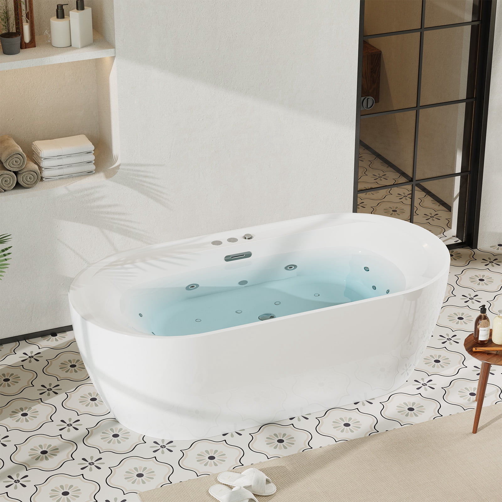 70" Luxury Air Jet Massage Bathtub – Freestanding Acrylic Soaking Tub ...
