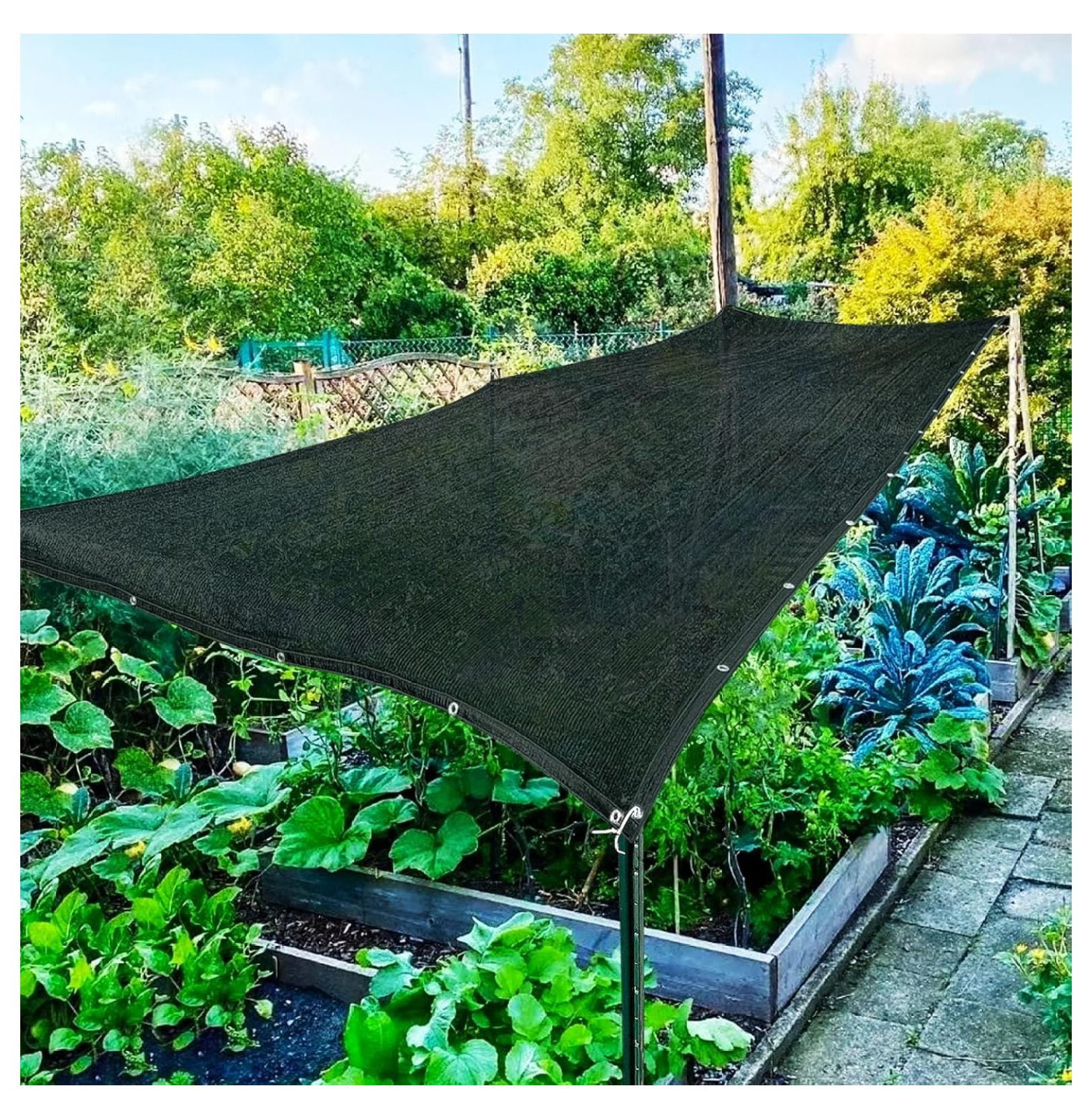 70% Mesh Shade Cloth with Grommets 9x9 FT Durable Sunblock UV Resistant ...