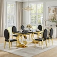 70" Modern Glass Dining Table Set, Rectangular Tempered Glass Table ...