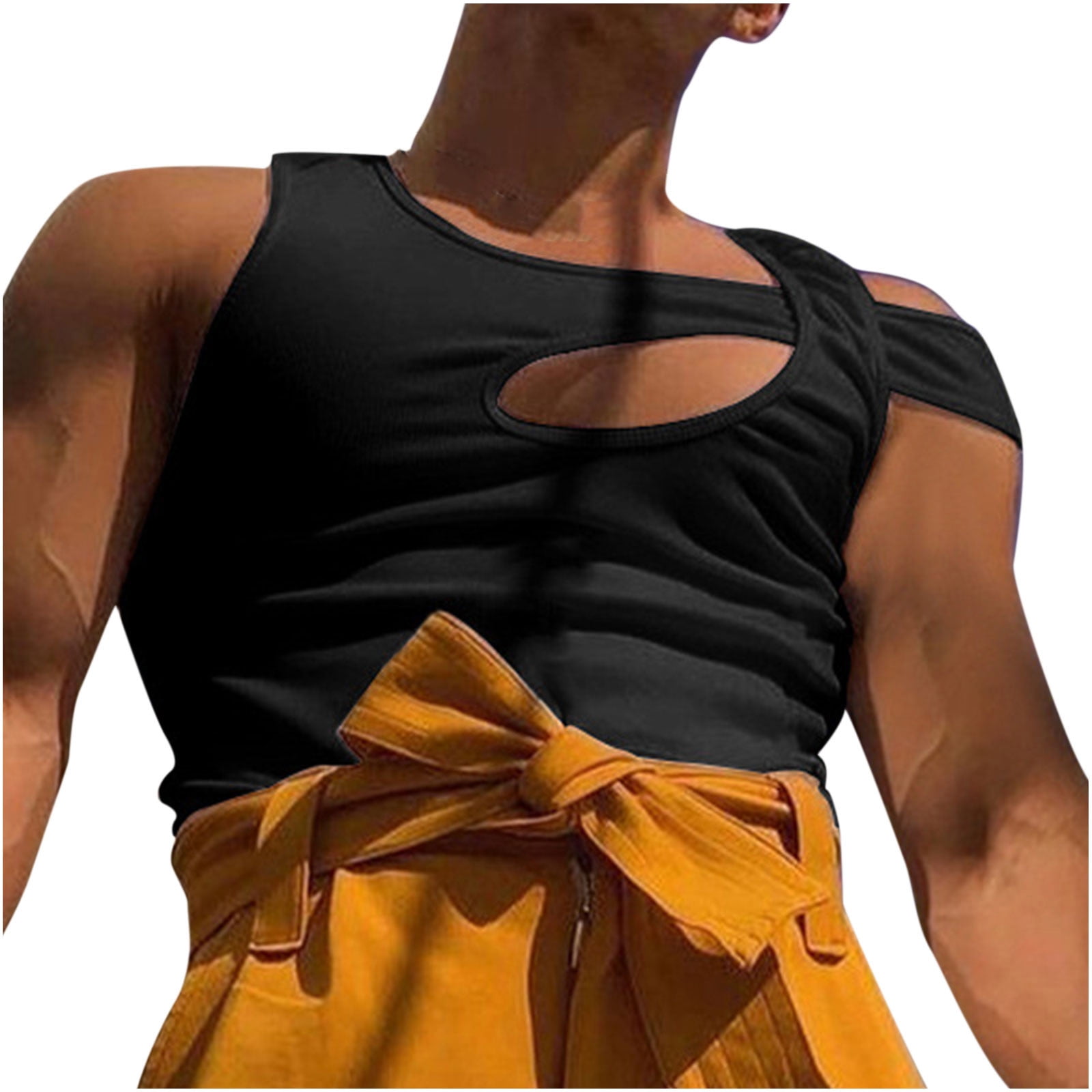 70% Off! ZVNAΖH Mens Shirts Underlay Street Sexy Irregular Sleeveless ...