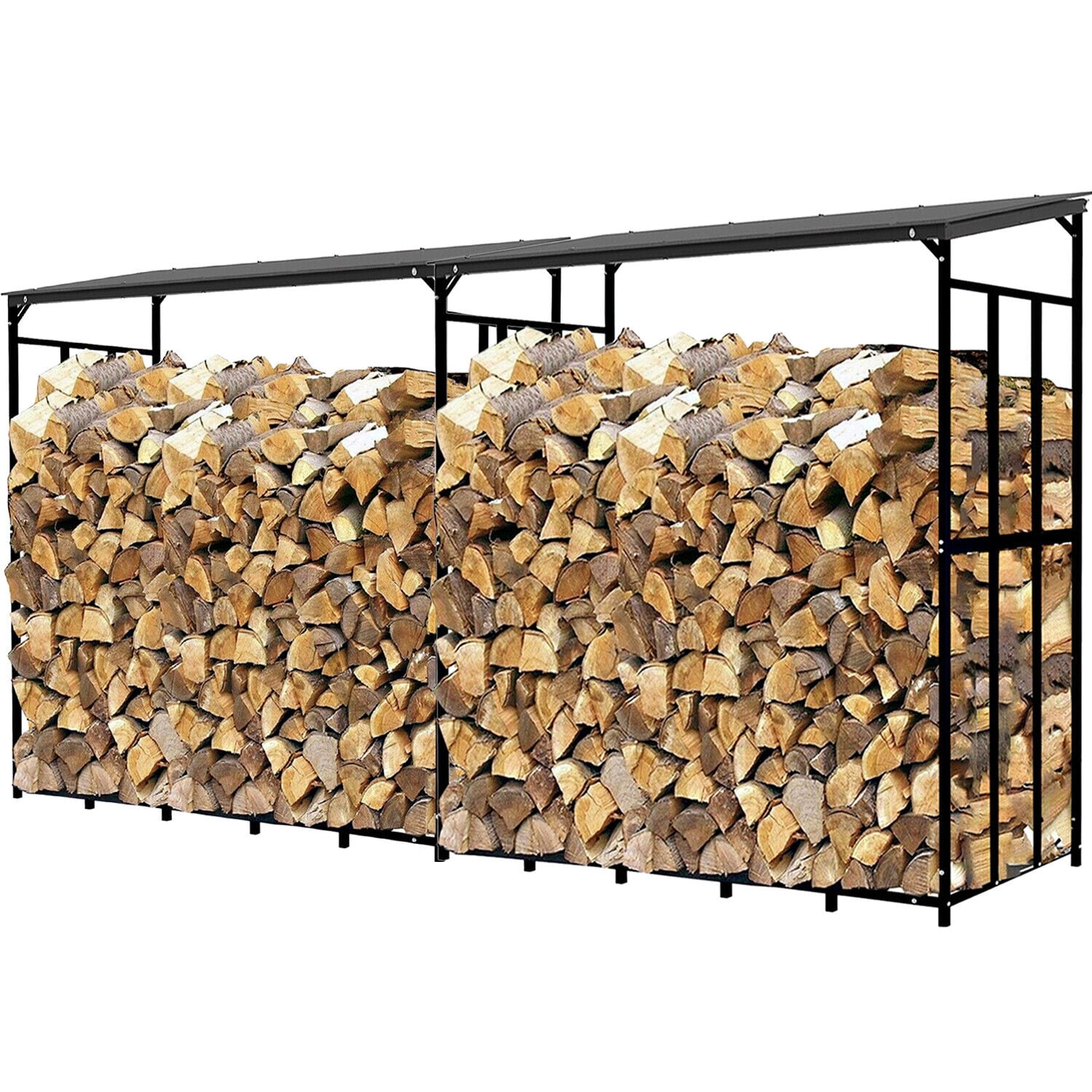 70" Outdoor Metal Log Store Stack Holder Wood Firewood Rack Garden ...