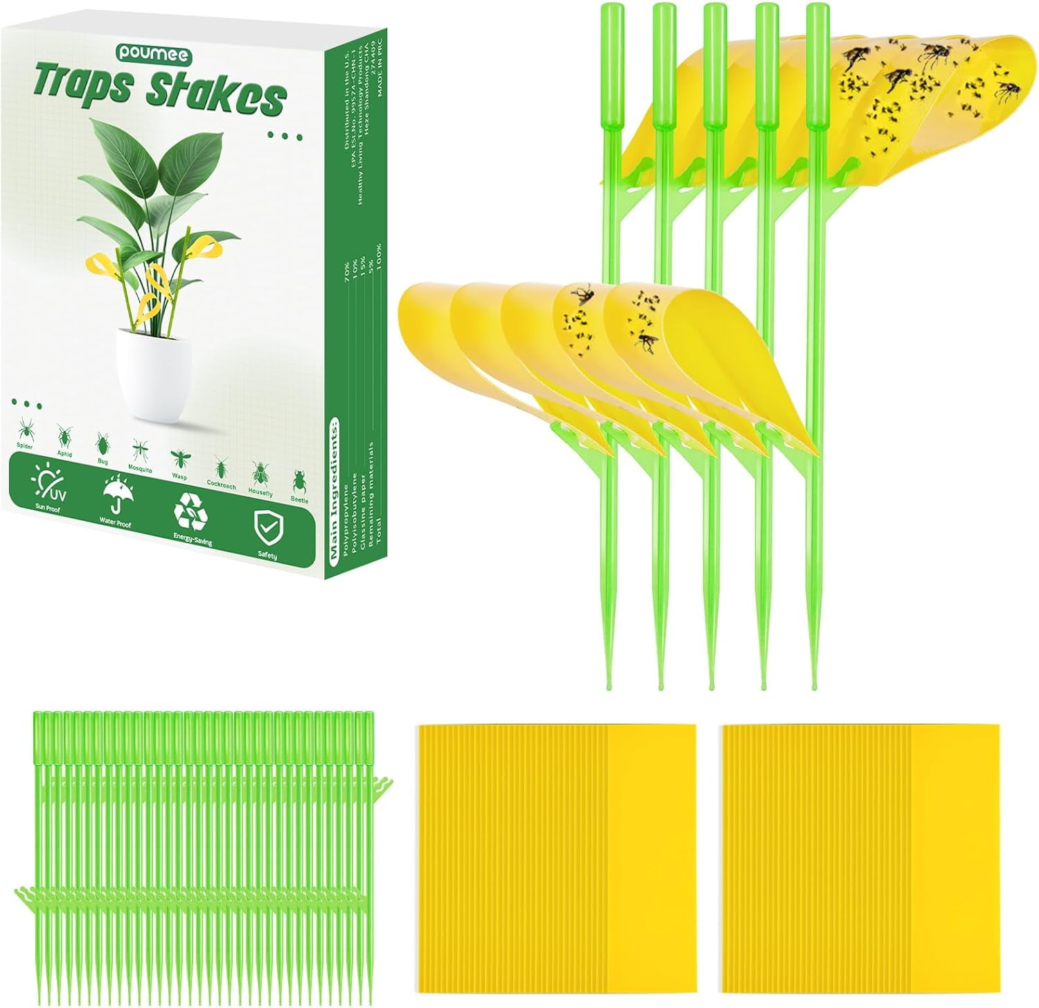 70 PCS Fungus Gnat Sticky Traps for Plants,Double Sided Houseplant ...