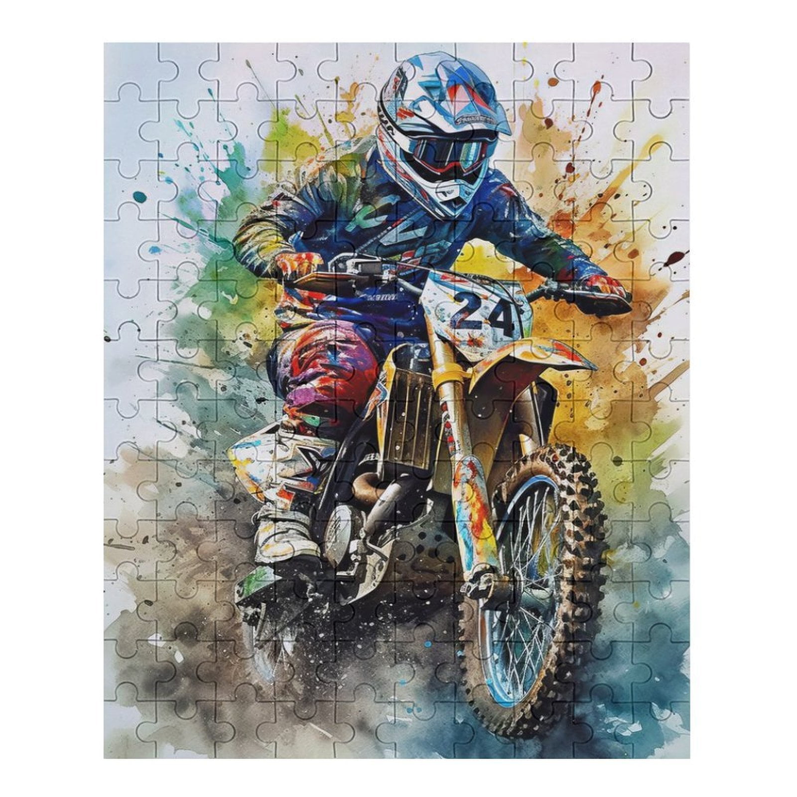 70 PCS Jigsaw Puzzle Dirt Bike Motorcycle Race Wooden Puzzle Challenging Game Fun Artwork For ...