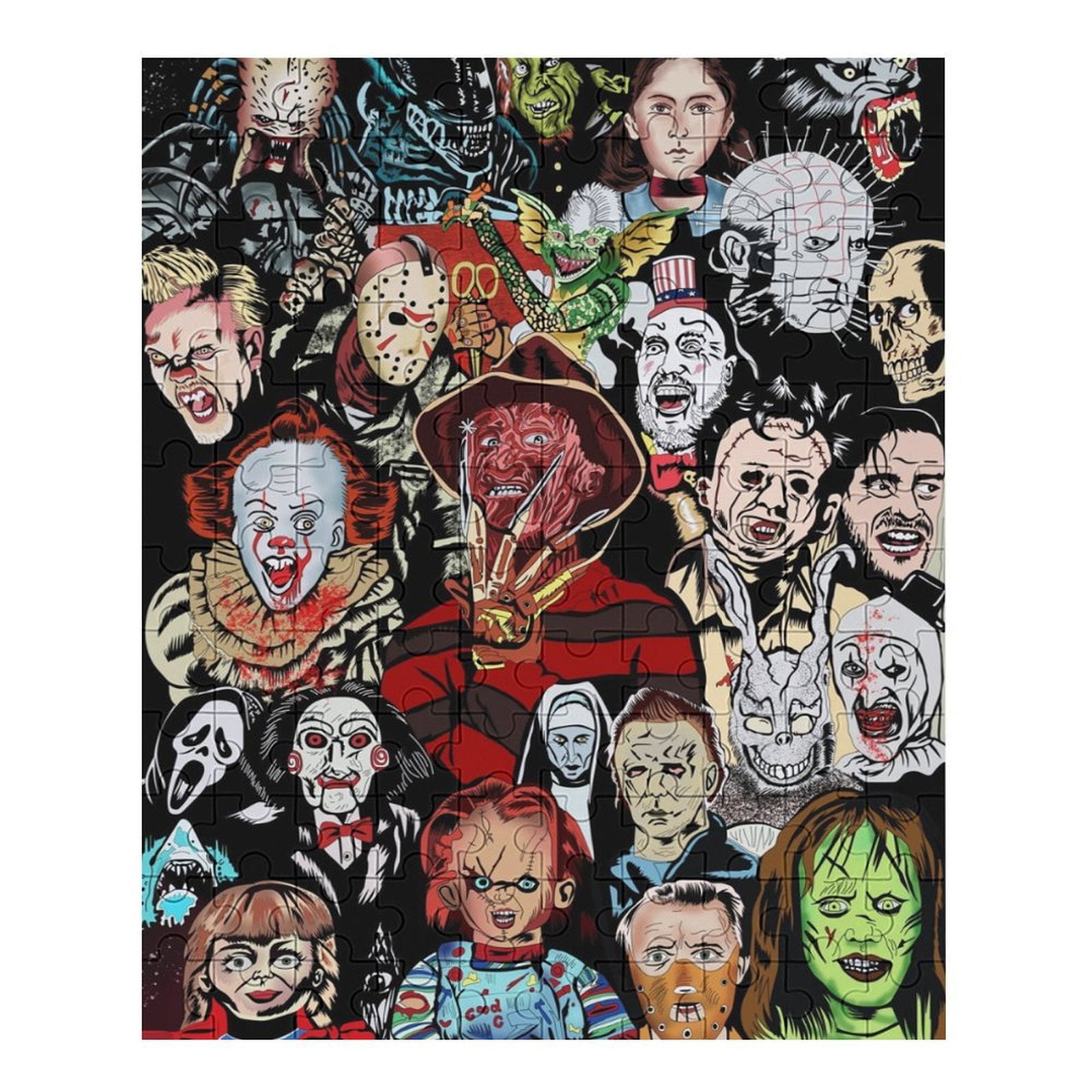 70 PCS Jigsaw Puzzle Horror Movie Characters Wooden Puzzle Challenging ...