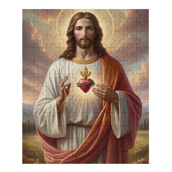 70 PCS Jigsaw Puzzle Sacred Heart Jesus Christ Wooden Puzzle ...