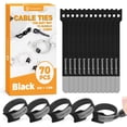 70 Pack Black Cable Ties 6 Inch with Writable Labels, Reusable Cable ...