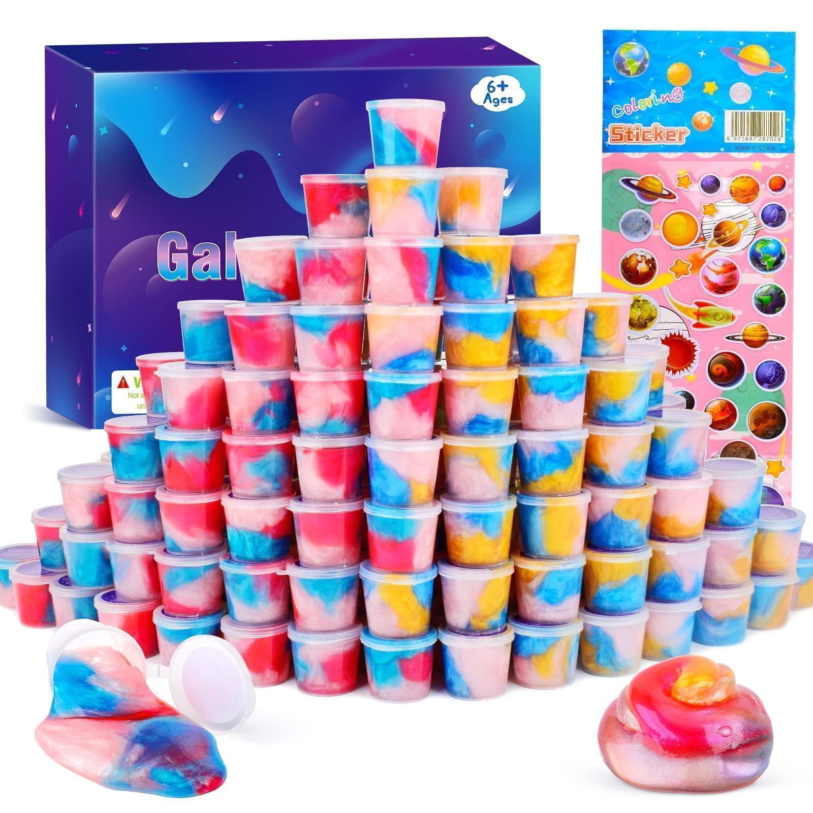 70 Pack Galaxy Slime Kit, Soft And Non-Sticky Sensory Toys, Slime Party ...