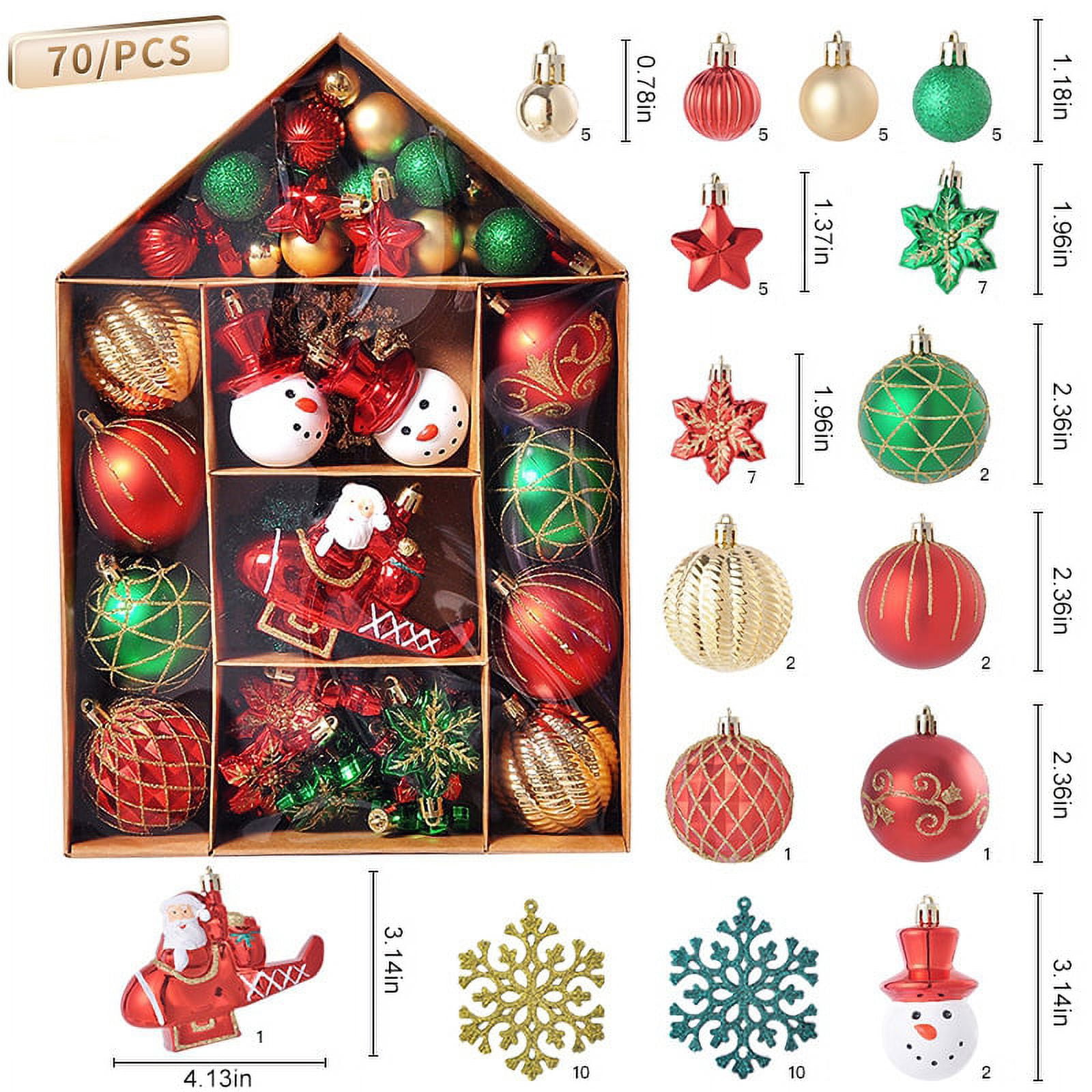 70 Pack Multicolor Christmas Ball Ornaments Set of Houses Painted ...